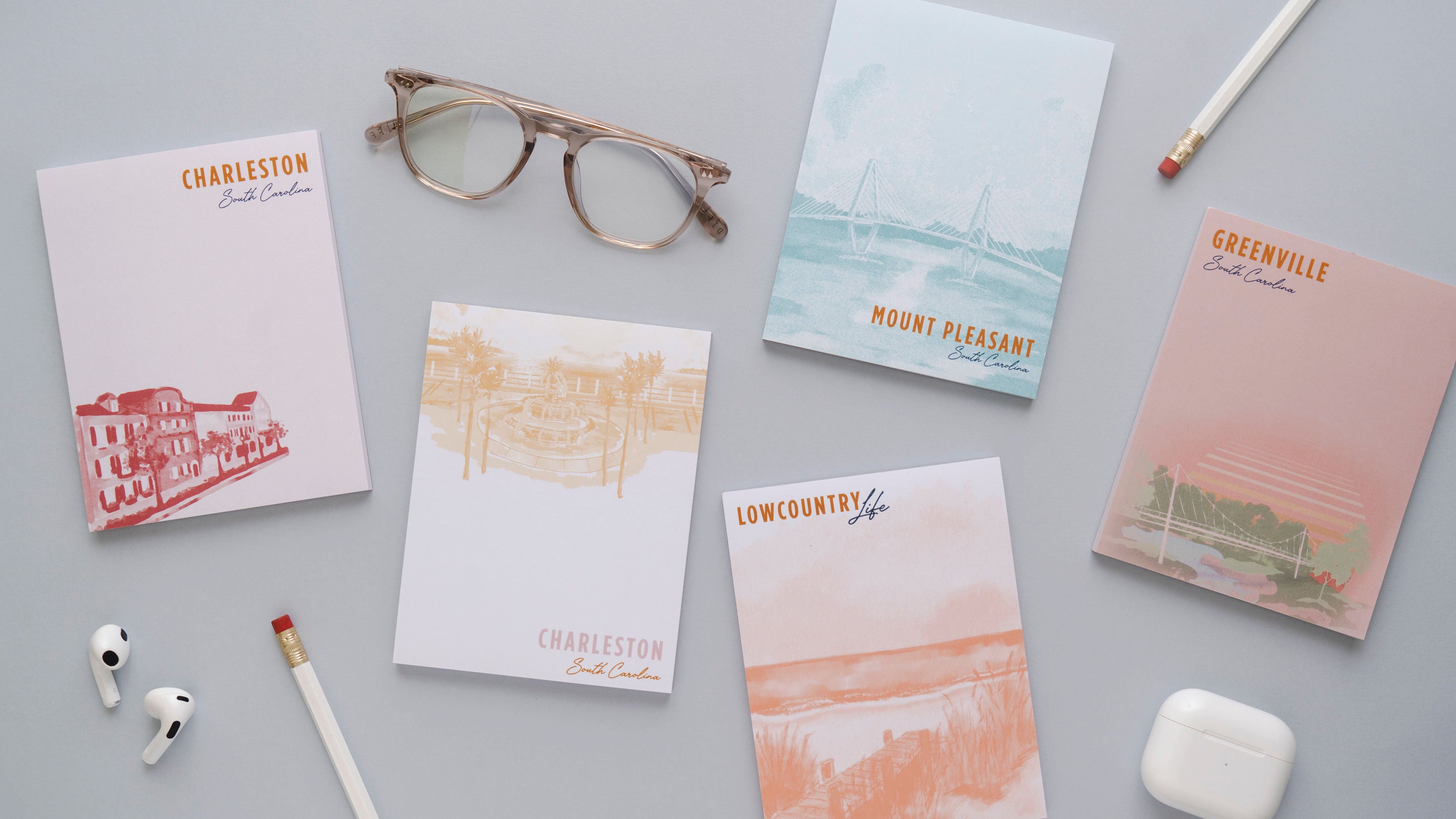 Charleston Note Pads, Notepad, Memo Pad, Rainbow Row, Waterfront Park – Shop Dodeline